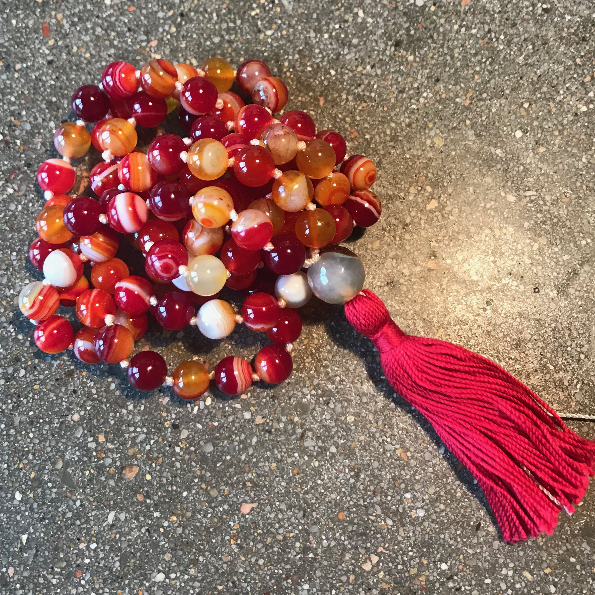 Fire Agate or Red Carnelian Mala | Heightens Vitality and Energy ...